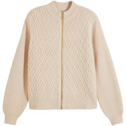 bonprix Damen bonprix Strickjacke &raquo;Strickjacke mit Zopmuster&laquo; mit Zopfmuster, femininer Stil, mit Stehkragen, mit Rei&szlig;verschluss beige 36/38 (S)