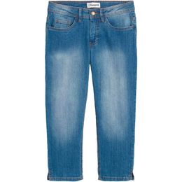 bonprix Damen bonprix Caprijeans &raquo;Slim Fit Jeans Mid Waist, cropped&laquo; 3/4-Capri-Look, Five-Pocket Style, Regular Fit, schmale Beinform blau 34, N-Gr