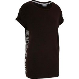 bonprix Damen bonprix T-Shirt Loose Fit Passform, Kurzarm-Design, mit seitlichem Print schwarz 56/58 (XXXL)
