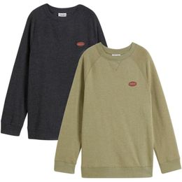 bonprix Damen bonprix Sweatshirt, 2 Stk. bequeme Passform, h&uuml;ftbedeckende L&auml;nge, mit Rundhalsausschnitt schwarz 40/42 (M)