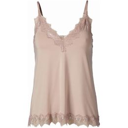 rosemunde Damen rosemunde Spaghettitop &raquo;Billie Strap Top&laquo; Vintage-Spitzenbesatz an Ausschnitt und Saum, feminin, Polyestermix rosa 42