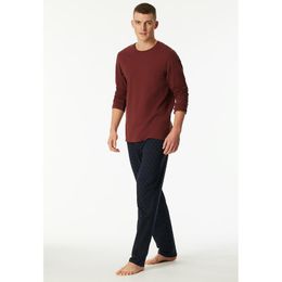 Schiesser Herren Schlafanzug &raquo;Casual Essentials&laquo; 2 tlg. mit unifarbenem Langarmshirt mit rundem Halsausschnitt 56