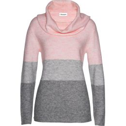 bonprix Damen bonprix Rollkragenpullover &raquo;Rollkragenpullover&laquo; mit Elasthan-Anteil, mit Wasserfallkragen, lockere Passform rosa 40/42 (M)