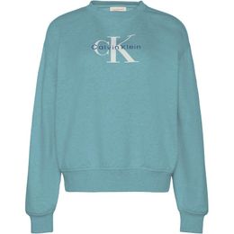 Calvin Klein Jeans Damen Sweatshirt &raquo;LS MONOLOGO FRENCH TERRY RLXD CR&laquo;,, Logoschriftzug M (40)