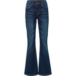 bonprix Damen bonprix Schlagjeans Regular Fit, mit Stretch-Anteil, aus Baumwollmischung blau 44, N-Gr