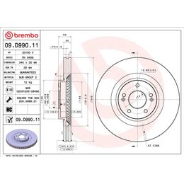Brembo Bremsscheibe 09.D990.11 vorne rechts links bel&uuml;ftet 340mm f&uuml;r HYUNDAI KIA 51712C5700