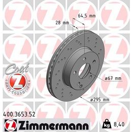 Zimmermann Bremsscheibe SPORT COAT Z 400.3653.52 vorne rechts links Gelocht 295mm f&uuml;r MERCEDES-BENZ (BBDC) A2044212512 A2124211212 2044212512
