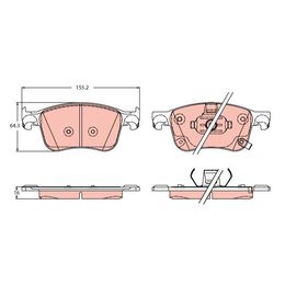 TRW Bremsbelagsatz, Scheibenbremse GDB2342 vorne rechts links f&uuml;r FORD (CHANGAN) 2454601 2314163 2209149