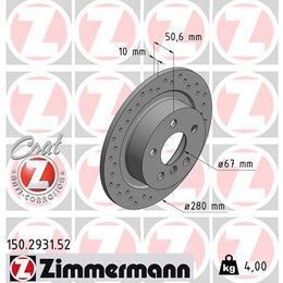 Zimmermann Bremsscheibe SPORT COAT Z 150.2931.52 hinten rechts links Gelocht 280mm f&uuml;r BMW (BRILLIANCE) 34206891085 34216799367 34216861013