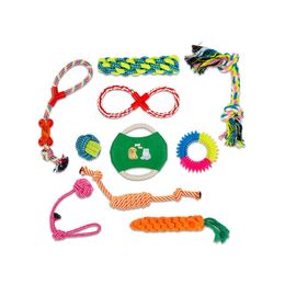 Intirilife 10er Set Hundespielzeug Kauspielzeug in Bunt | Gr.: onesize