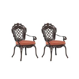 Beliani 2er-Set Esszimmerstuhl LIZZANO in Braun/Orange | Gr.: onesize