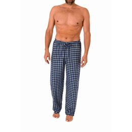 Normann Flanell Schlafanzug Pyjama Hose lang Karo Baumwolle - 70786 in marine | Gr.: 52