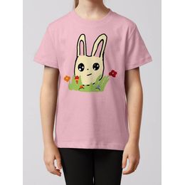 wat? Apparel T-Shirt Osterhase mit Blumen in Rosa | Gr.: 110/116