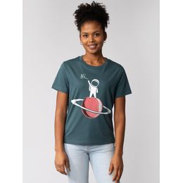 wat? Apparel T-Shirt Astronaut says Hi in Petrol | Gr.: 42