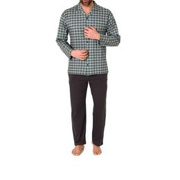 Normann Durchkn&ouml;pfbare Pyjama Schlafanzug langarm Karo - 82994 in grau | Gr.: 60