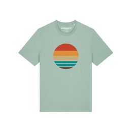 wat? Apparel T-Shirt Retro Sunset Ocean in Aloe | Gr.: 48