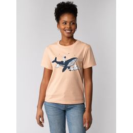 wat? Apparel T-Shirt Spacewhale in Fraiche Peche | Gr.: 40