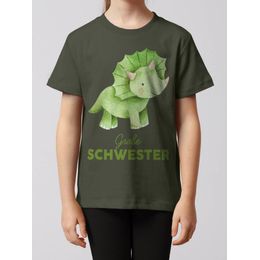 wat? Apparel T-Shirt Dinosaurier 01 Gro&szlig;e Schwester in Khaki | Gr.: 98/104