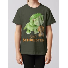 wat? Apparel T-Shirt Dinosaurier 07 Gro&szlig;e Schwester in Khaki | Gr.: 134-146