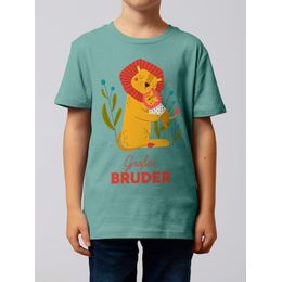 wat? Apparel T-Shirt L&ouml;wen Gro&szlig;er Bruder in Teal Monstera | Gr.: 152-164