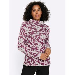 Sieh an! Jacquard-Pullover in malve-ecru-gemustert | Gr.: 40