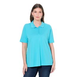 Ulla Popken Poloshirt in tiefes aqua | Gr.: 58-60