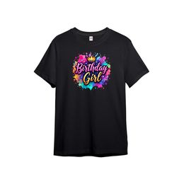 PAULGOS Kinder T-Shirt, Birthday Girl in Schwarz | Gr.: 128