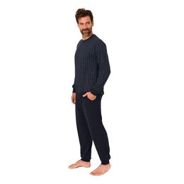 Normann Langarm Schlafanzug Pyjama B&uuml;ndchen Streifen in blau | Gr.: 48