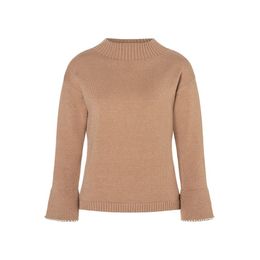 More & More More & More softer Strickpullover mit Perlensaum in warm camel | Gr.: 40
