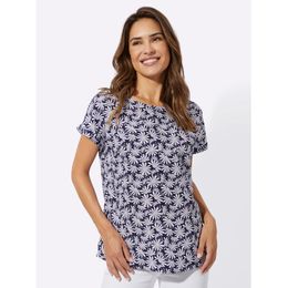Sieh an! Kurzarm-Bluse in marine-beige-bedruckt | Gr.: 44