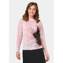 GOLDNER Pullover mit femininem Druck und Pailletten in ros&eacute; / schwarz / gemustert | Gr.: 40