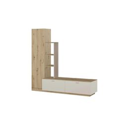 H&ouml;ffner Wohnwand Leka holzfarben Ma&szlig;e (cm): B: 209,3 H: 182,7 T: 52.0 &raquo; H&ouml;ffner
