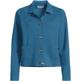 LANDS' END Kurzer Baumwoll-Blazer, Damen,  Blau, Baumwolle, by Lands' End