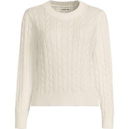 LANDS' END Zopfmuster-Pullover DRIFTER, Damen,  Wei&szlig;, Baumwolle, by Lands' End