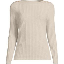 LANDS' END Rippstrick-Shirt mit U-Boot-Ausschnitt, Damen,  Beige, Elasthan/Baumwoll-Mischung/Polyester-Mischung, by Lands' End