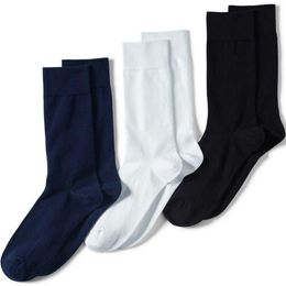 LANDS' END Baumwollsocken (3er-Set), Herren,  Wei&szlig;, Baumwoll-Mischung, by Lands' End