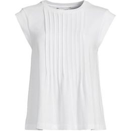 LANDS' END Kurz&auml;rmeliges Biesenshirt aus Baumwolle/Modal-Mix, Damen,  Wei&szlig;, Baumwolle Modal, by Lands' End