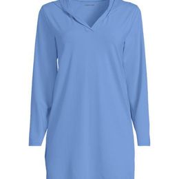 LANDS' END Langes Kapuzen-Badeshirt, Damen,  Blau, Nylon-Mischung, by Lands' End