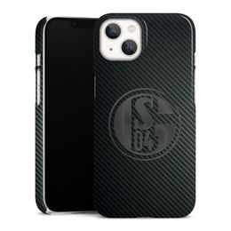 DeinDesign iPhone 13 Handy Premium Case Smartphone Handyh&uuml;lle Schutzh&uuml;lle gl&auml;nzend Fc Schalke 04 Metallic Look Carbon Premium Case