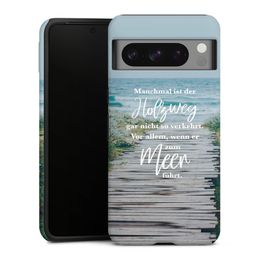 DeinDesign Google Pixel 8 Pro Handy Panzer Handyh&uuml;lle robuste Outdoor H&uuml;lle Schutzh&uuml;lle matt Statement Beach Spruch Tough Case