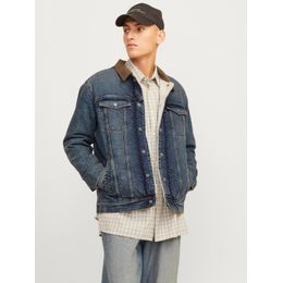 Jack & Jones Jeansjacke JACK & JONES "JJIJEAN JJJACKET W SHERPA WI 200 SN", Herren, Gr. S, blau (blau denim), Denim/Jeans, Obermaterial: 100% Baumwolle, used, normal, Jacken Jeansjacke