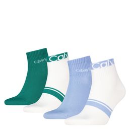 Kurzsocken Calvin Klein "CK MEN QUARTER 4P LOGO STRIPE ECOM", Herren, blau, jade gr&uuml;n, Obermaterial: 68% Baumwolle, 30% Polyamid, 2% Elasthan, Socken