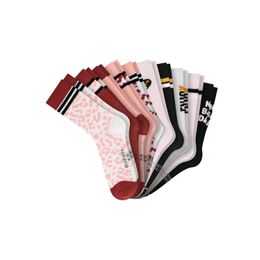 Kurzsocken Schiesser "Socken Legwear Teens 10er Pack", M&auml;dchen, Gr. 39-42, bunt (rosa, schwarz, wei&szlig;, rot, rosa, wei&szlig;), Obermaterial: 75% Baumwolle CO. 24% Polyamid PA. 1% Elasthan EL., Socken