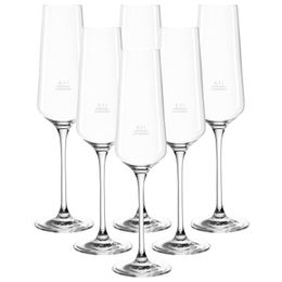 Sektglas Leonardo "Sektgl&auml;ser geeicht Puccini Gastro-Edition 0,1 l 6er Set transparent", bunt (transparent), Glas, Trinkgef&auml;&szlig;e