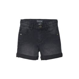 Shorts Minymo "Shorts MIShorts", Jungen, Gr. 152, N-Gr, grau (grau schwarz), Obermaterial: 80% Baumwolle CO. 19% Polyester PES. 1% Elasthan EL., Jeans Shorts