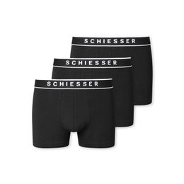 Boxershorts Schiesser "Boxershort 3PACK Shorts 3er Pack", Herren, Gr. L, schwarz, Obermaterial: 95% Baumwolle CO. 5% Elasthan EL., Unterhosen
