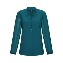 Chiffonbluse GOLDNER "Elegante Jersey-Bluse mit Rundhals", Damen, Gr. 42, gr&uuml;n (petrol), Obermaterial: 100% Polyester PES., Blusen Chiffonbluse