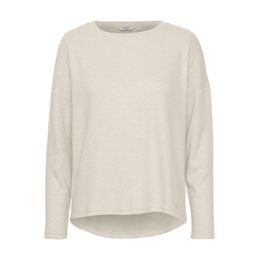 Longpullover oxmo "Sweatshirt OXSanne", Damen, Gr. M, beige (cement melange), Obermaterial: 53% Polyester PES. 46% Viskose CV. 1% Elasthan EL., Sweatshirts Longpullover