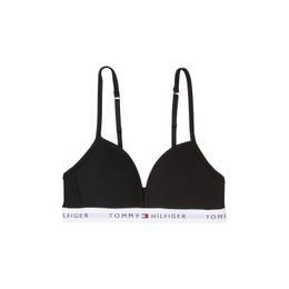 Triangel-BH, Damen, Gr. 128/134, N-Gr, schwarz, Jersey, Obermaterial: 95% Baumwolle, 5% Elasthan, Tommy Hilfiger Underwear, unifarben, k&ouml;rpernah, BHs Triangel-BH, mit Logoschriftzug