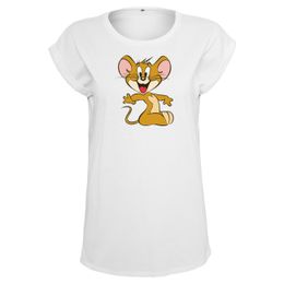 T-Shirt Merchcode "Merchcode Damen Ladies Tom & Jerry Mouse Tee", Damen, Gr. 4XL, wei&szlig;, 100% Baumwolle, bedruckt, normal, Rundhals, Shirts T-Shirt